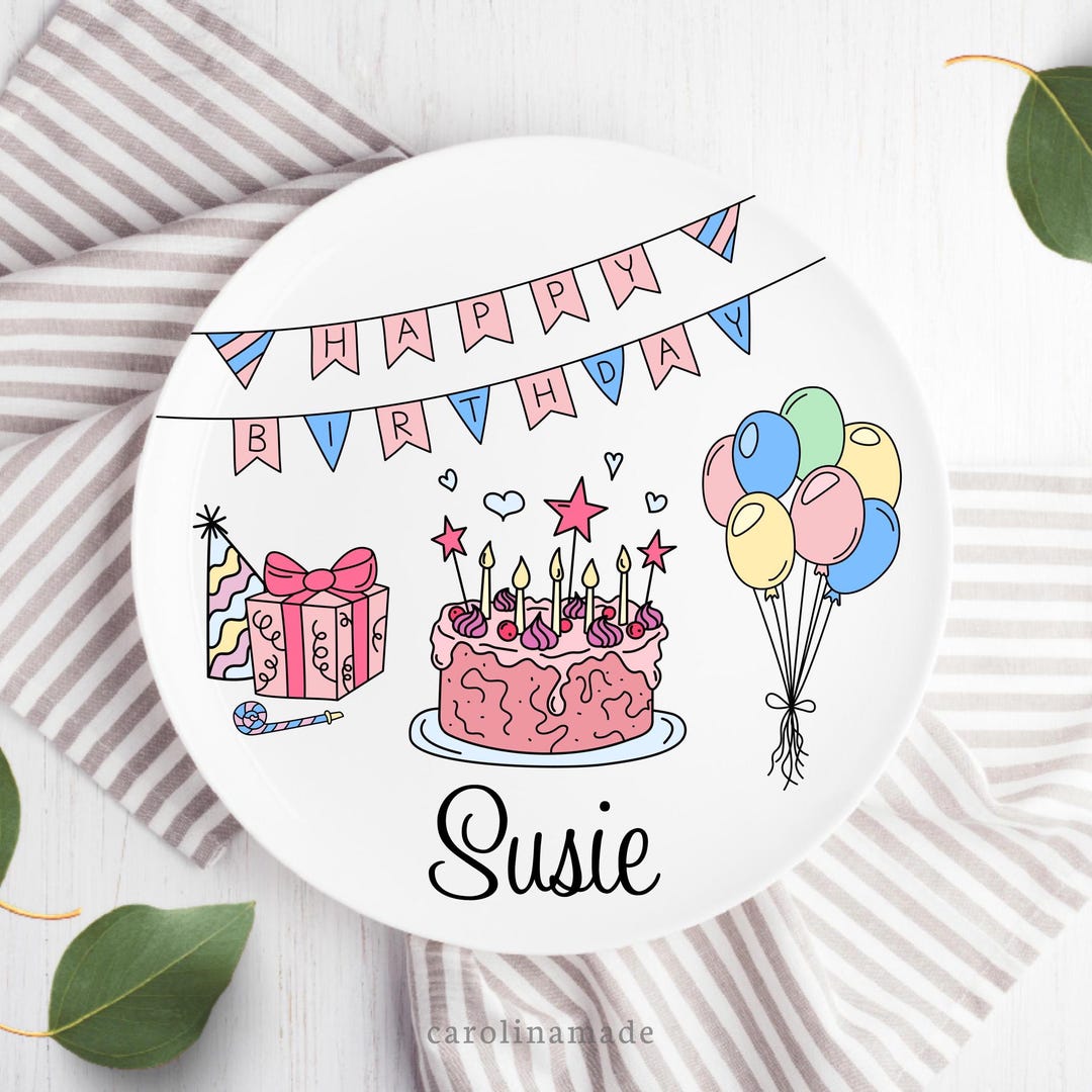 Happy Birthday Custom Name Plate for Girls, Personalized Birthday Cake ...