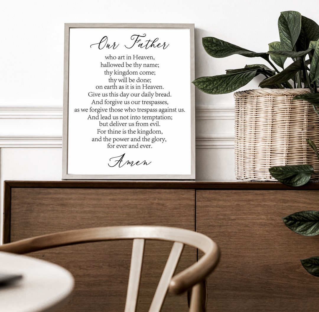 The Lord's Prayer Sign, Our Father Sign, Scripture Print, Biblical Wall ...