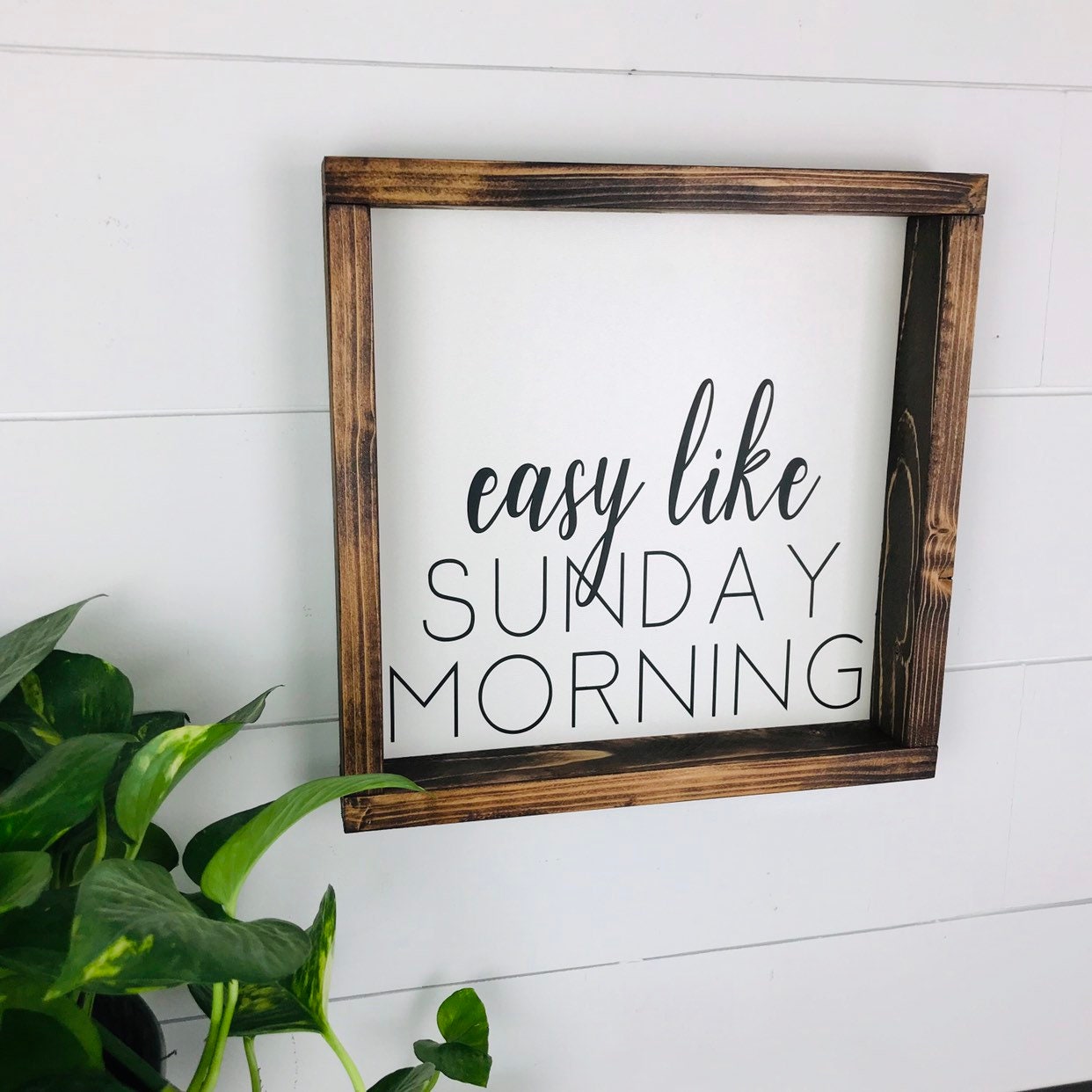Easy Like Sunday Morning Sign Farmhouse Rustic Wood Decor | Etsy