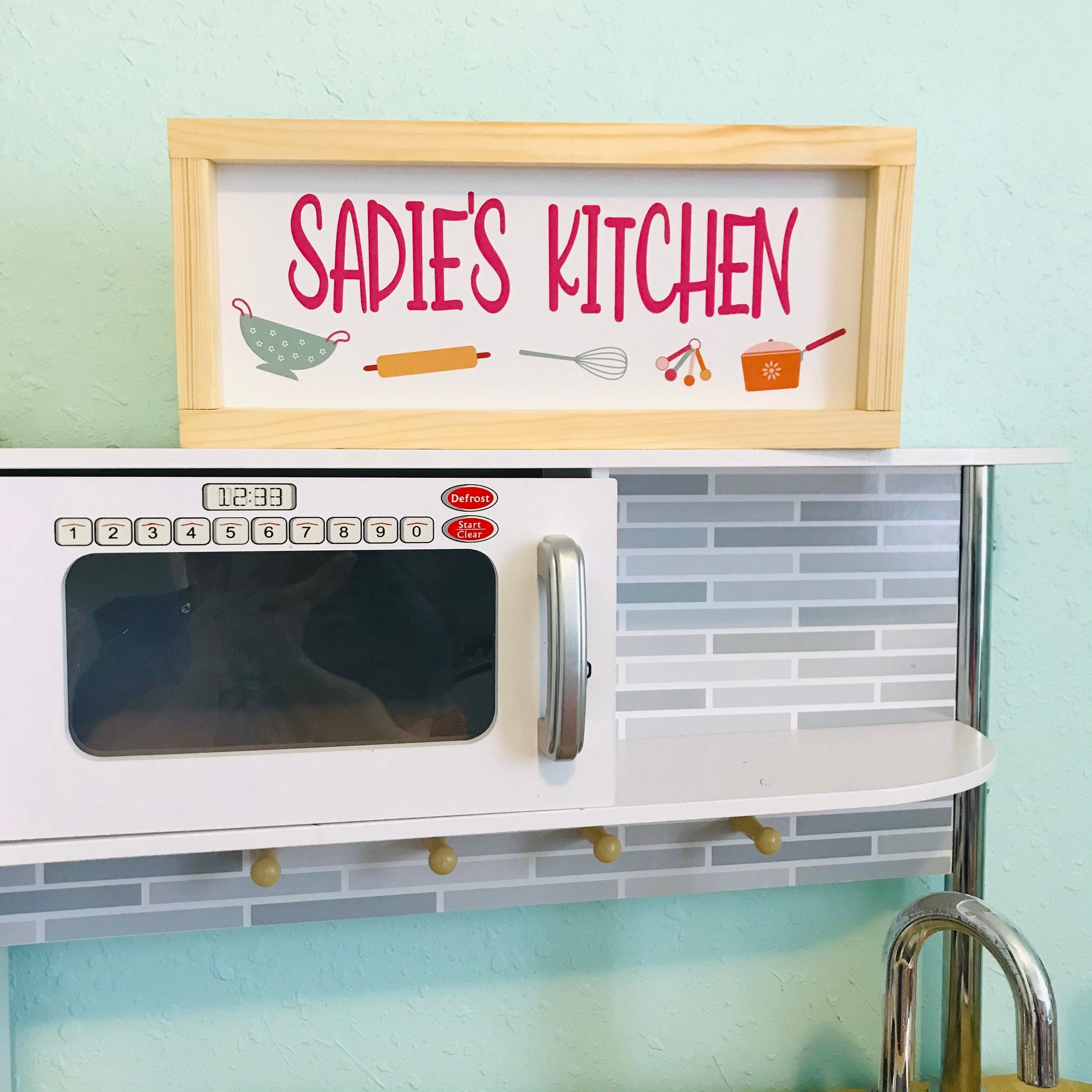 Girls Name Sign for Play Kitchen, Toddler Girls Playroom Decor, Toddler ...