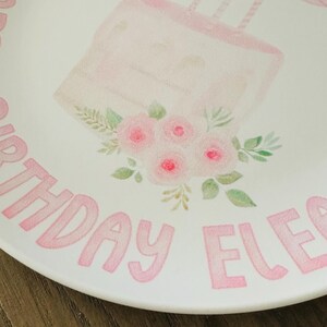 Pink Watercolor Cake Plate, Personalized Name Plate for Girls, Custom ...
