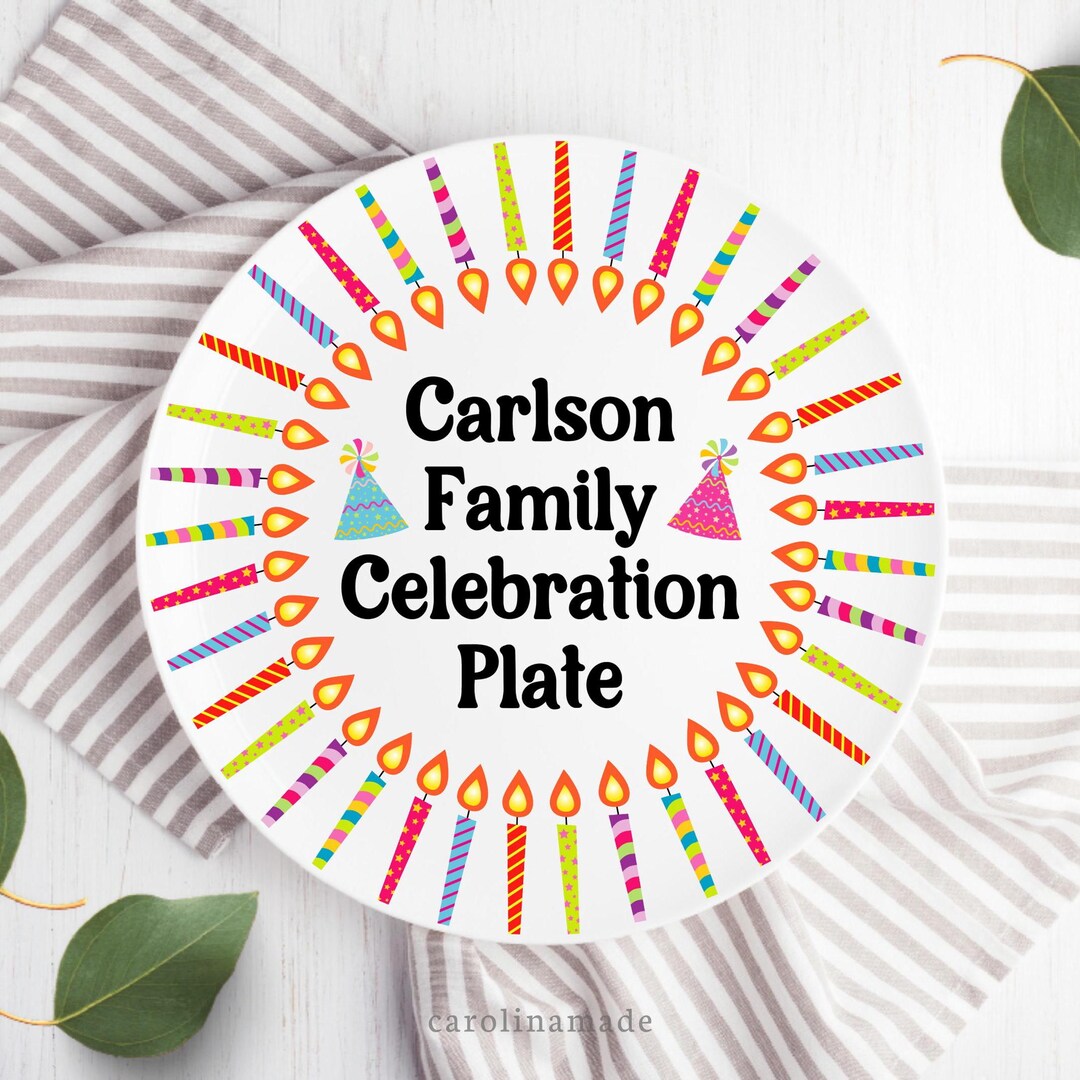 Family Celebration Party Name Plate, Personalized Birthday Cake Plate ...
