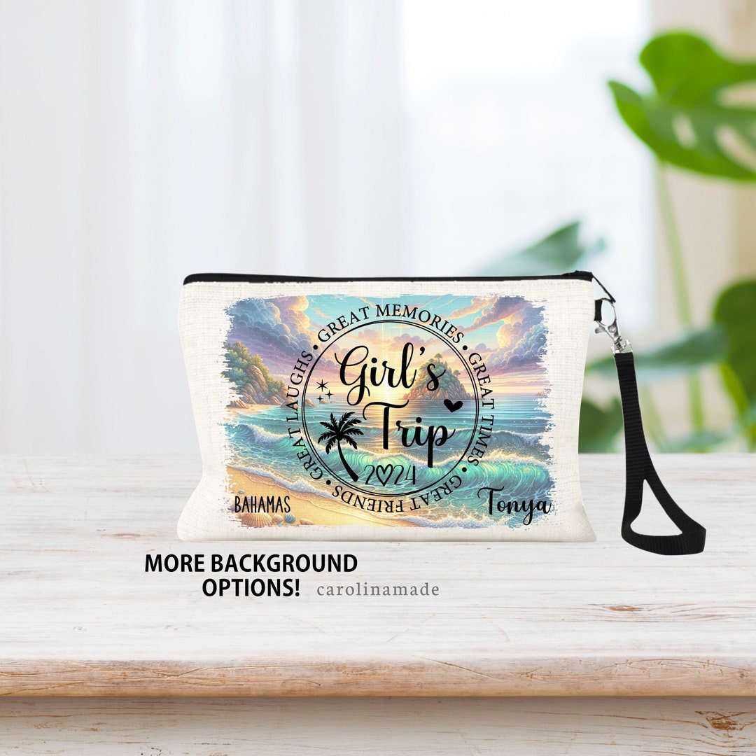 Personalized Girls Beach Trip Makeup Bag, Custom Best Friend Trip ...