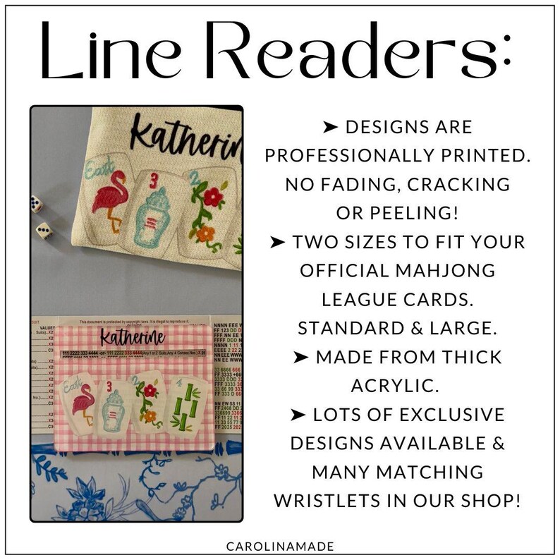 Mahjong Line Reader, Personalized Mahjong Line Finder Accessory, Custom ...