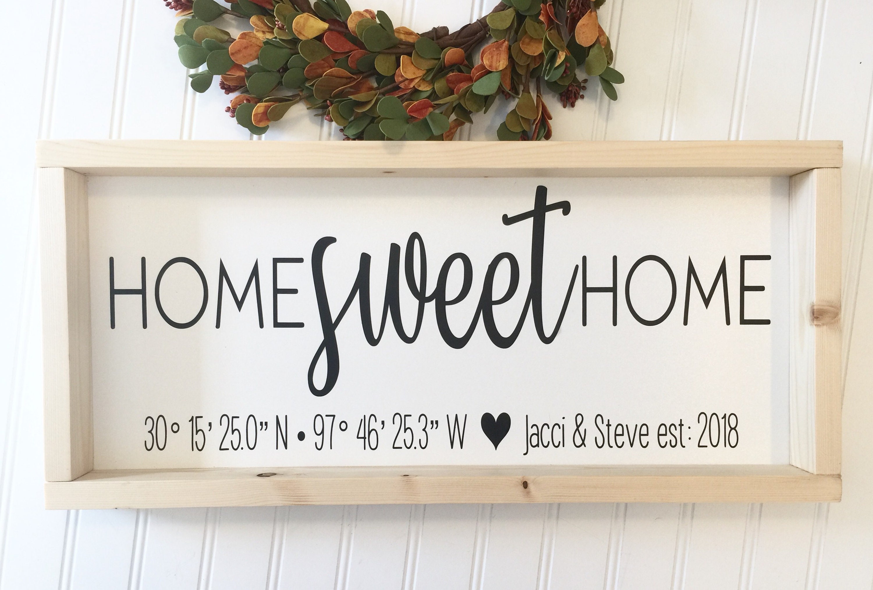Home Sweet Home Sign Custom Name Coordinates Est Date Sign - Etsy