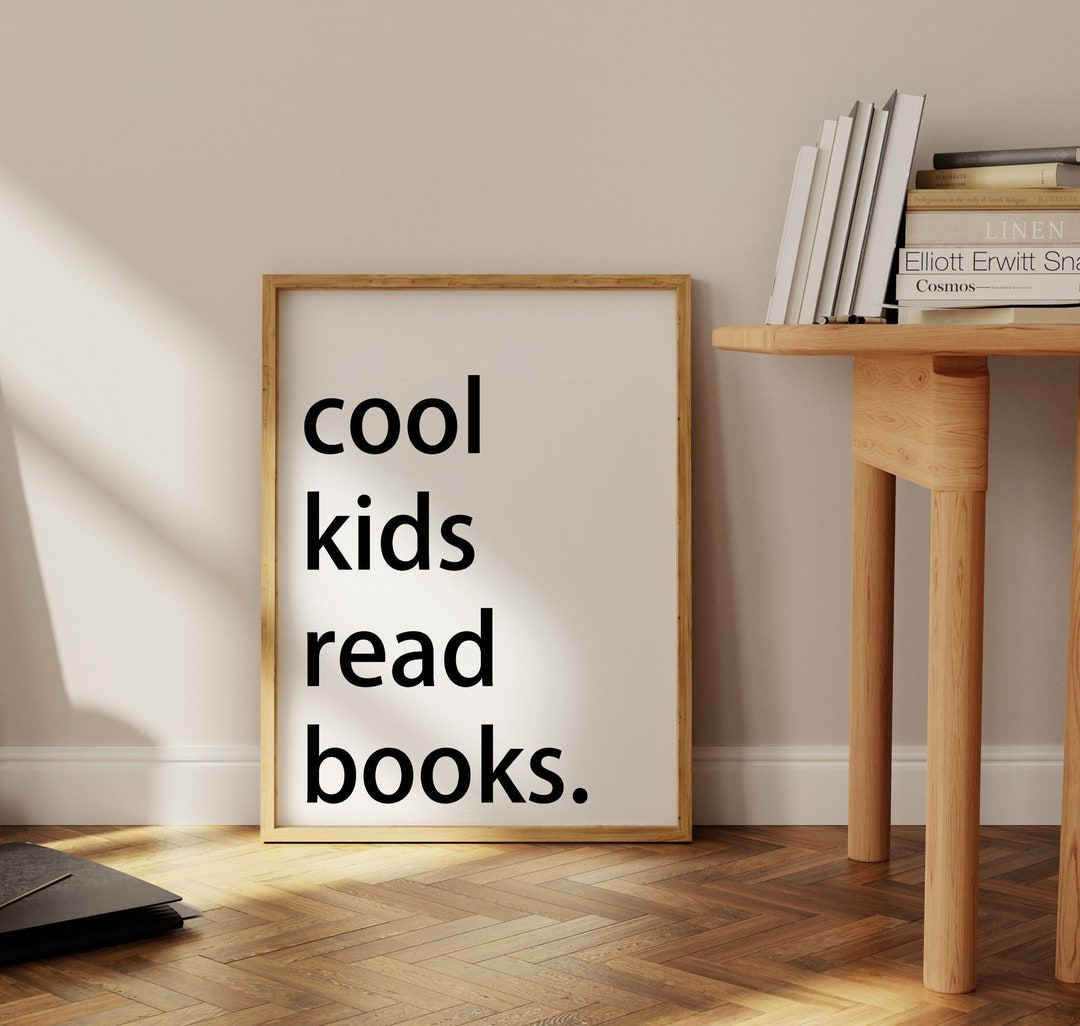 Cool Kids Read Books, Minimalist Wall Art, Reading Print, Book Lover ...