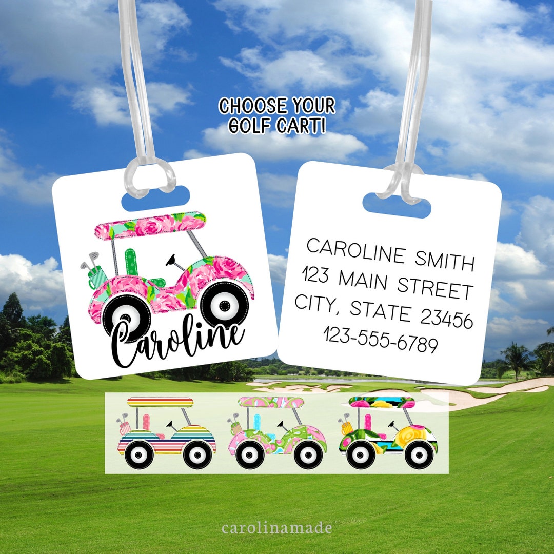 Preppy Golf Cart Bag Tag, Golf Bag ID Tag, Golf Accessories ...