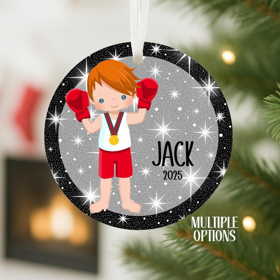 Boys Boxing Christmas Ornament, Personalized Muay Thai Ornament, Boys ...