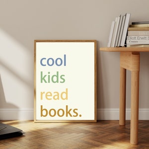 Cool Kids Read Books, Minimalist Wall Art, Reading Print, Book Lover ...
