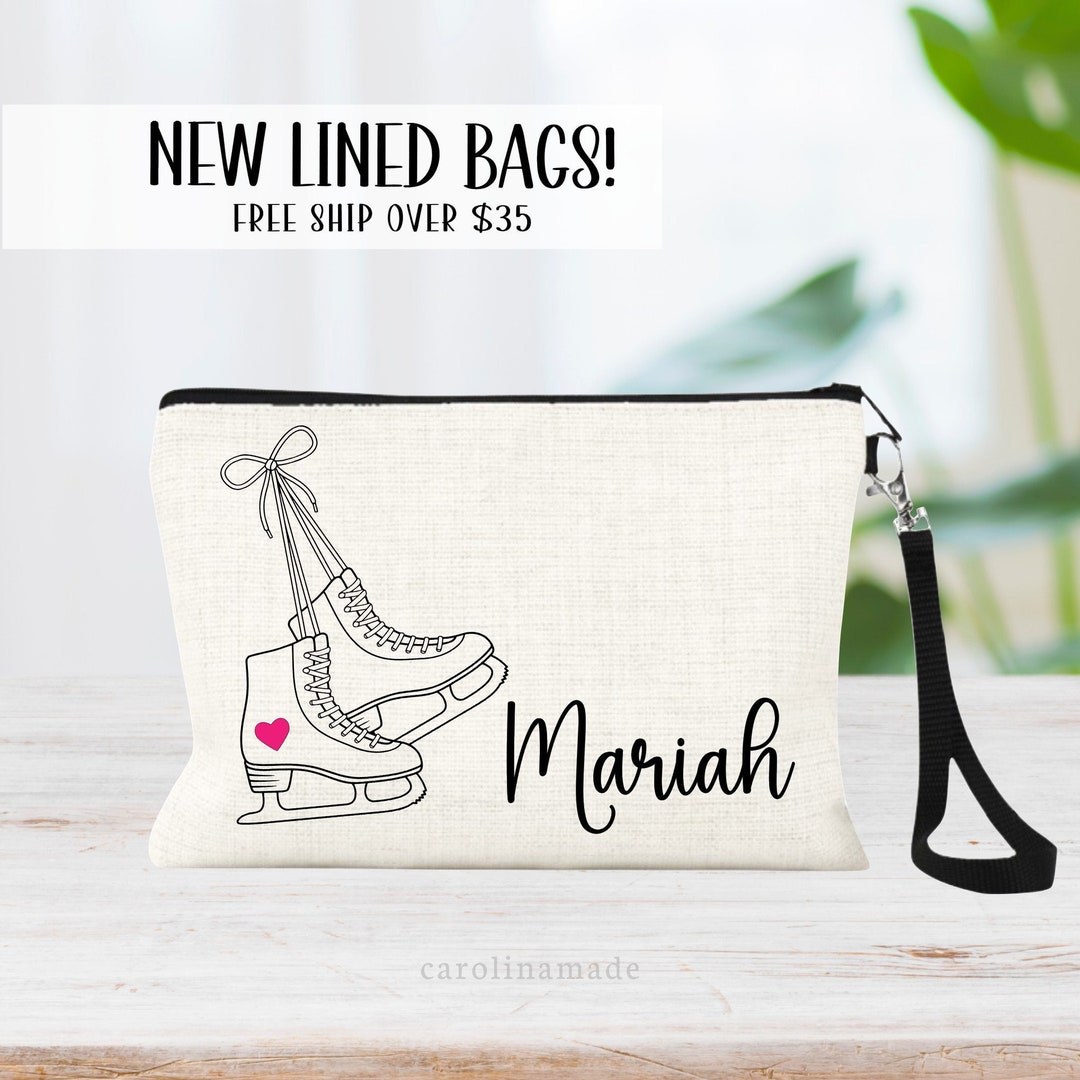 Figure Skater Gift, Personalized Ice Skating Makeup Bag, Ice Skate Line ...