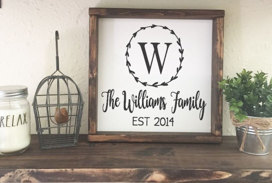 Personalized Last Name Sign | Wooded Frame Sign Shelf Decor Farmhouse ...