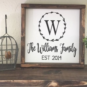 Personalized Last Name Sign | Wooded Frame Sign Shelf Decor Farmhouse ...