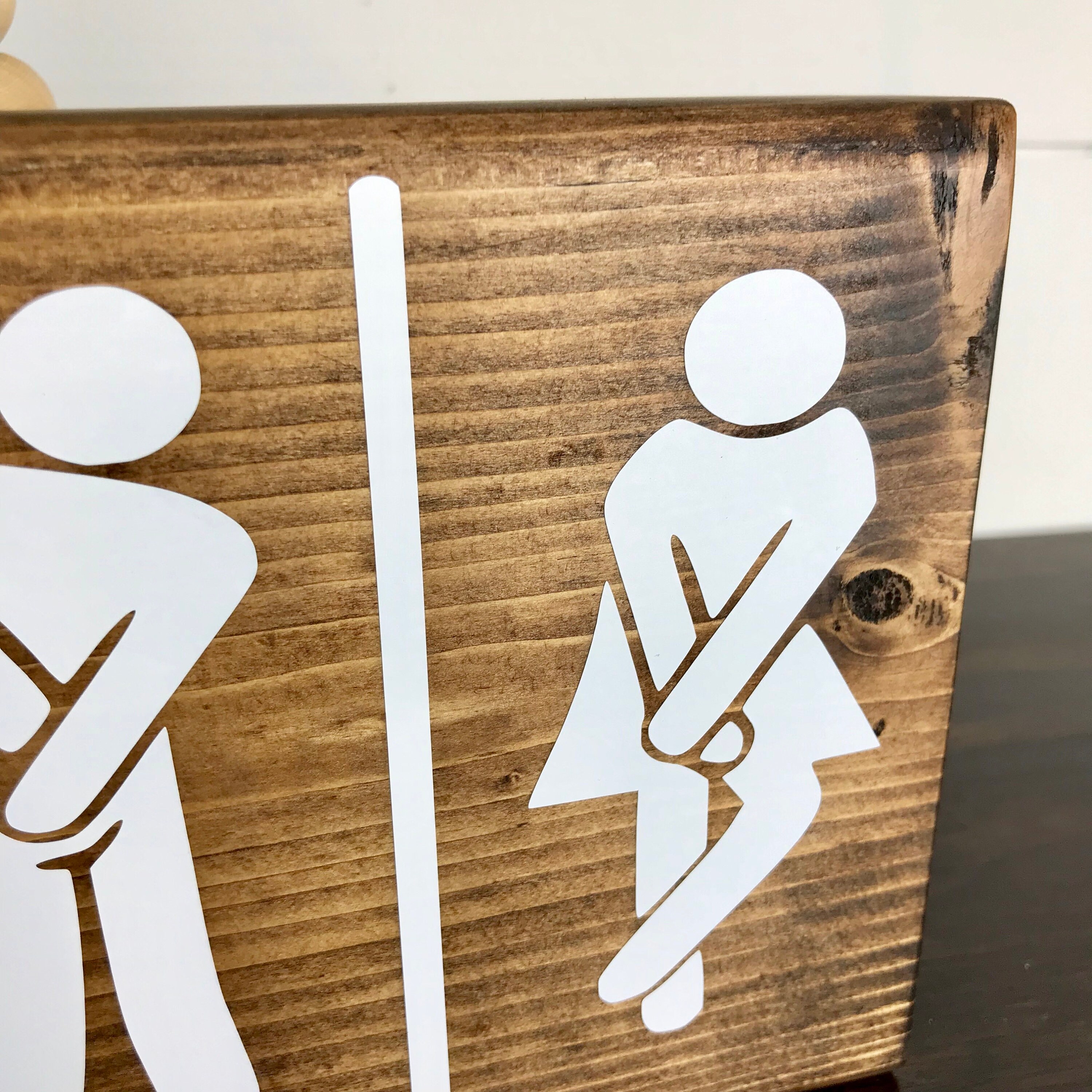 Need to Potty Stick Figures Sign Farmhouse Bathroom Sign | Etsy