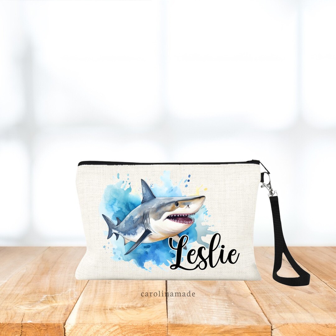 Shark Makeup Bag, Personalized Shark Cosmetic Bag, Great White Shark ...