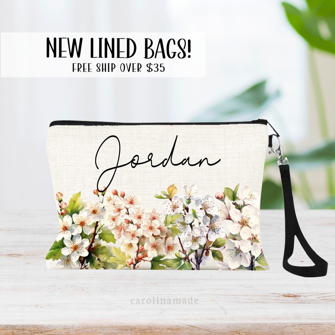Hawthorn Flower Makeup Bag, Personalized Hawthorn Birth Flower Gift ...