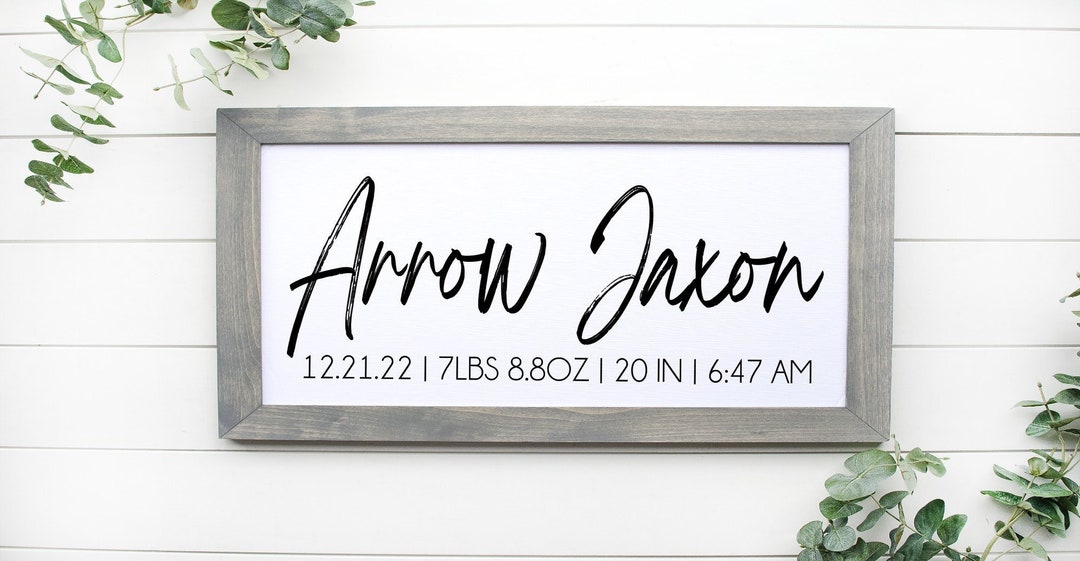 Baby Birth Stat Name Sign, Personalized Baby Girl Baby Boy Nursery ...