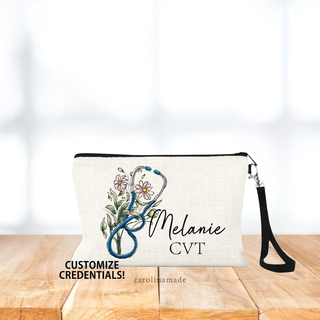 Personalized Floral Stethoscope With Credentials, Nurse Doctor Wristlet ...