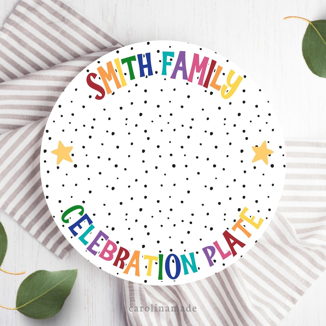 Celebration Plate, Personalized Family Birthday Cake Plate, Modern Dot ...