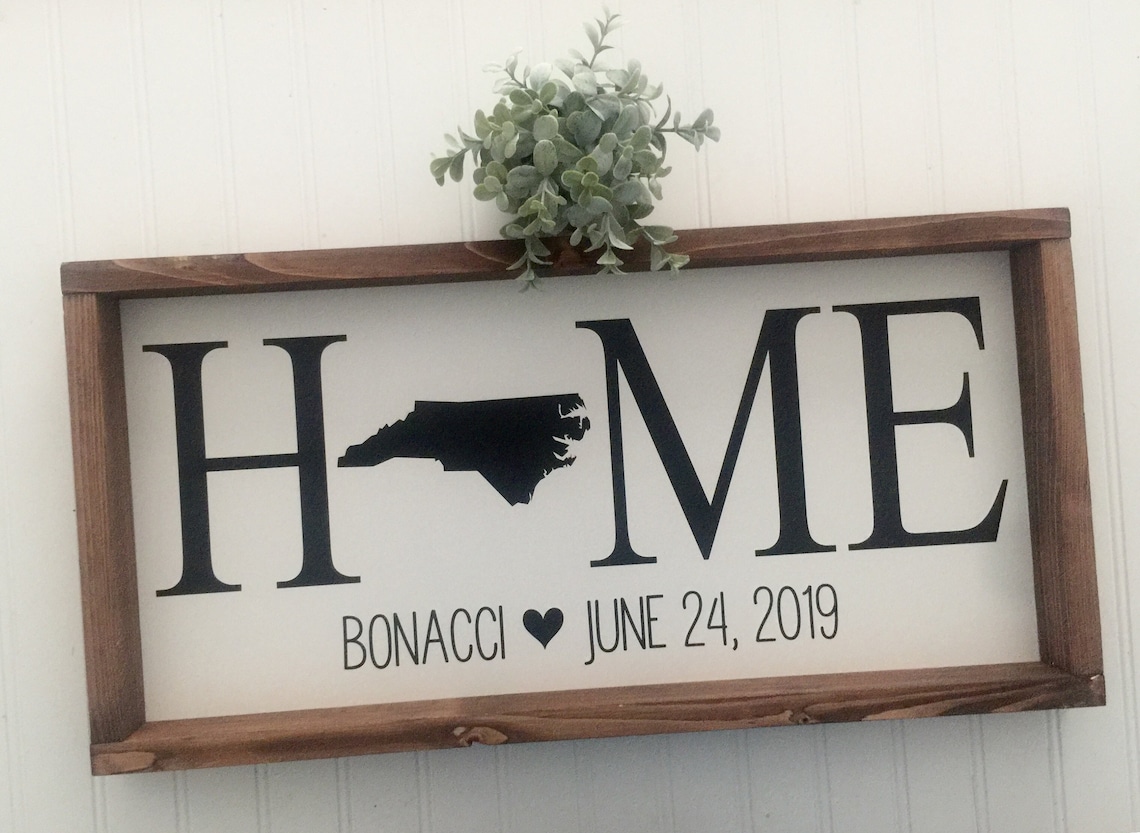 Home State Sign Name Est Date Wood Sign New Home Homebuyer - Etsy