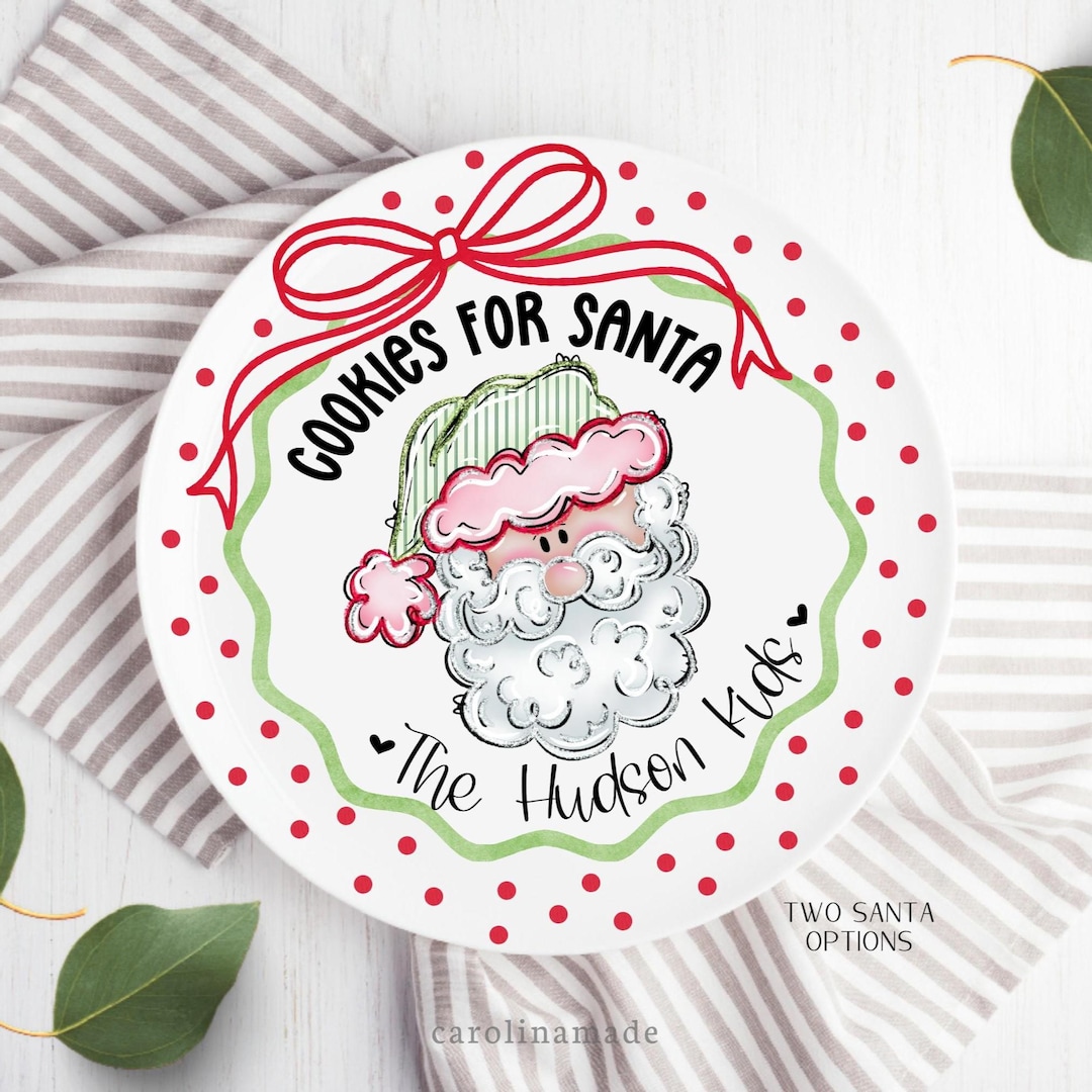 Cookies for Santa Plate, Personalized Childs Santa Cookie Plate, Custom ...