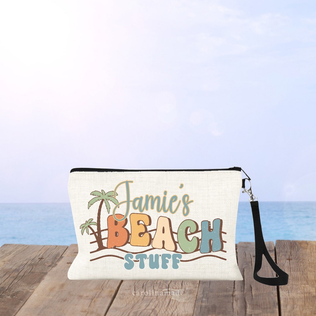 Beach Accessory Pouch, Personalized Beach Trip Travel Makeup Bag ...