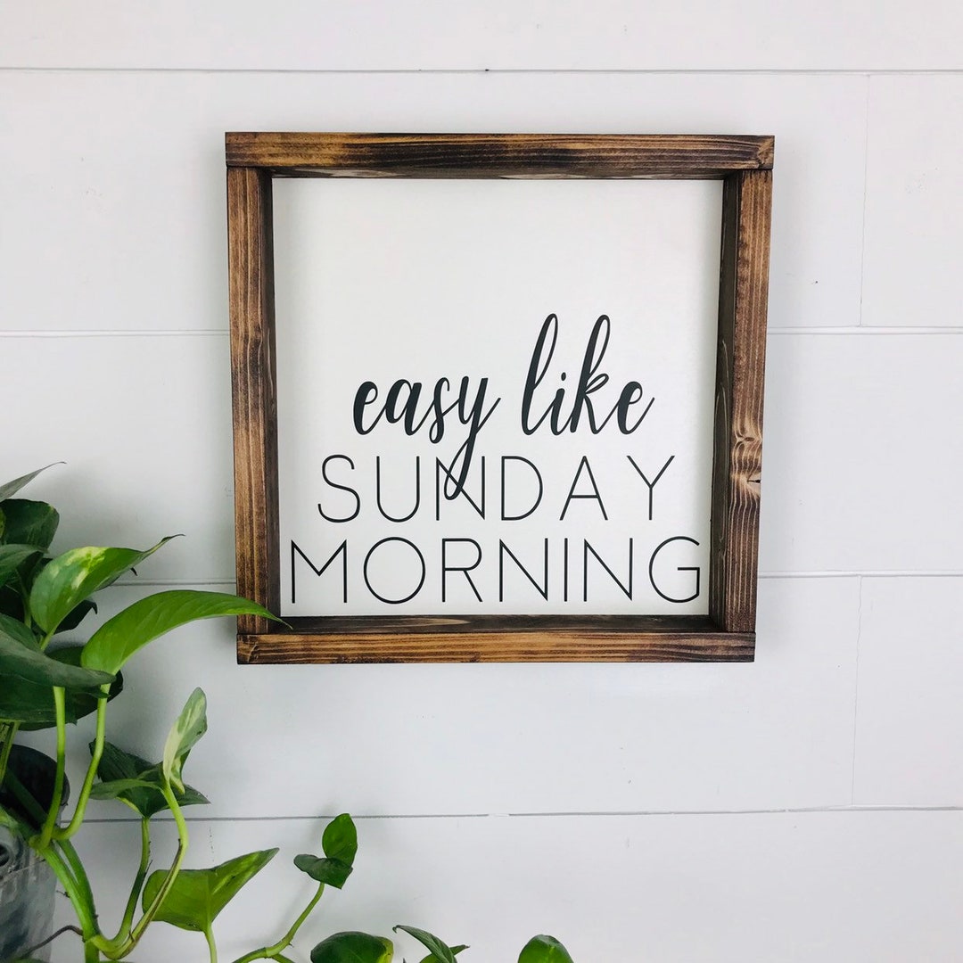 Easy Like Sunday Morning Sign Farmhouse, Rustic Wood Decor Master ...