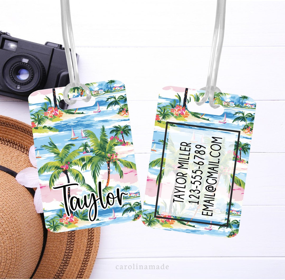 Palm Beach Luggage Tag, Personalized Preppy Beach Bag Tag, Beach Trip ...