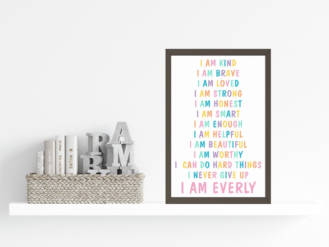 Affirmations Wall Art for Kids, Daily Affirmation Print, I Am ...