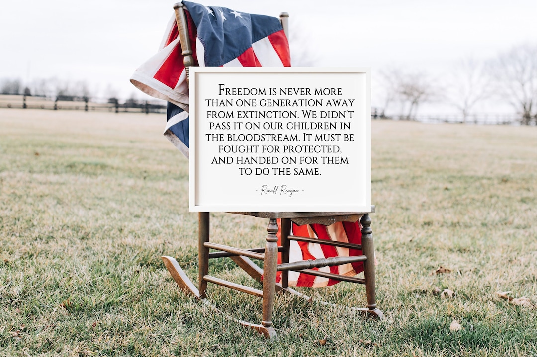 Ronald Reagan Quote, Freedom Wall Art, Patriotic Decor, Military Gift ...