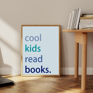 Cool Kids Read Books, Minimalist Wall Art, Reading Print, Book Lover ...
