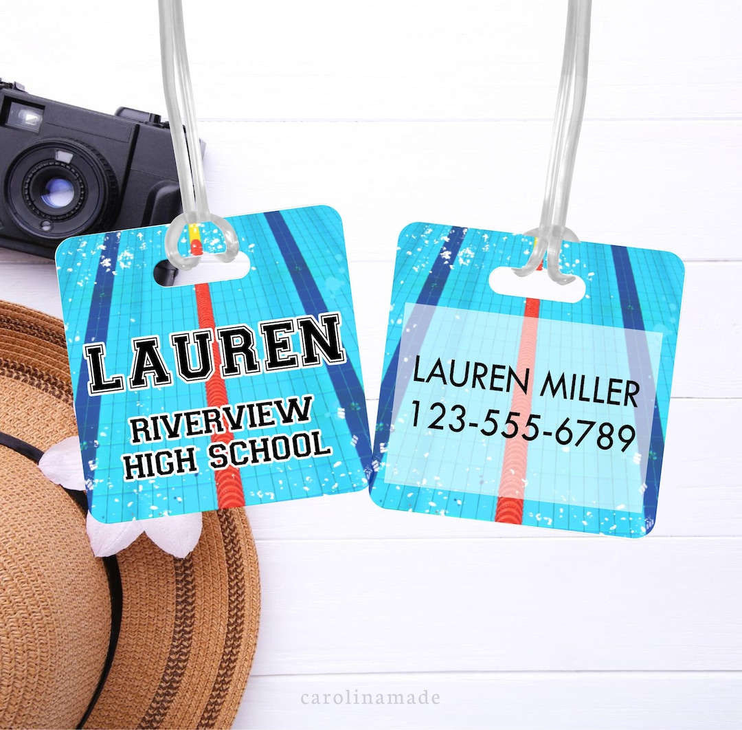 Swim Bag Tag, Personalized Swimmer ID, Swim Team Accessories, Gift for ...