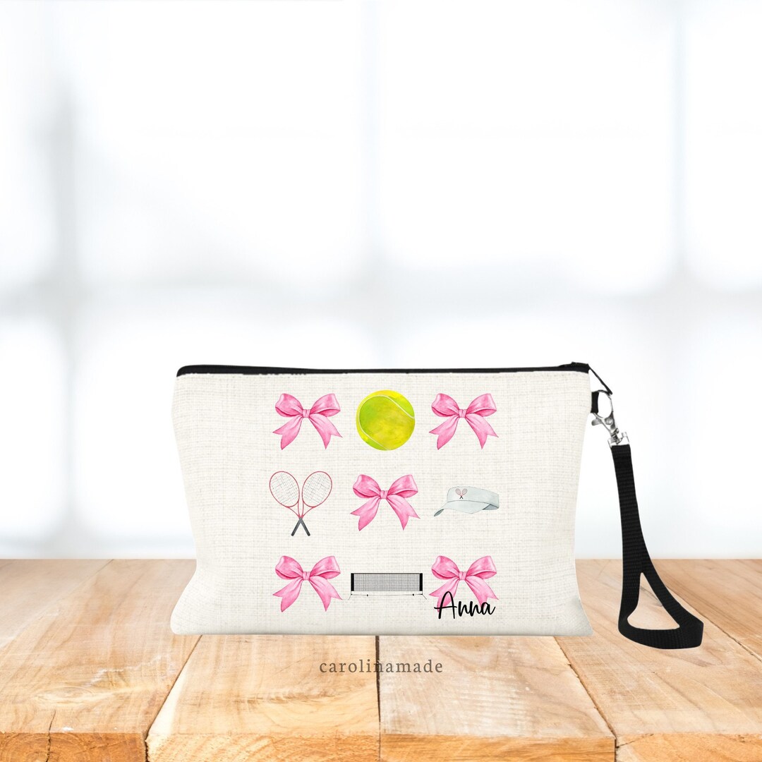 Personalized Pink Bow Tennis Bag, Coquette Tennis Name Bag, Preppy ...