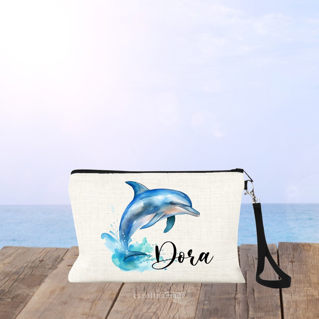 Dolphin Makeup Bag, Personalized Dolphin Cosmetic Bag, Dolphin Lover ...