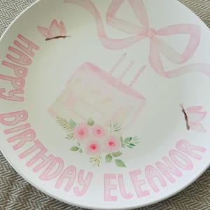 Pink Watercolor Cake Plate, Personalized Name Plate for Girls, Custom ...