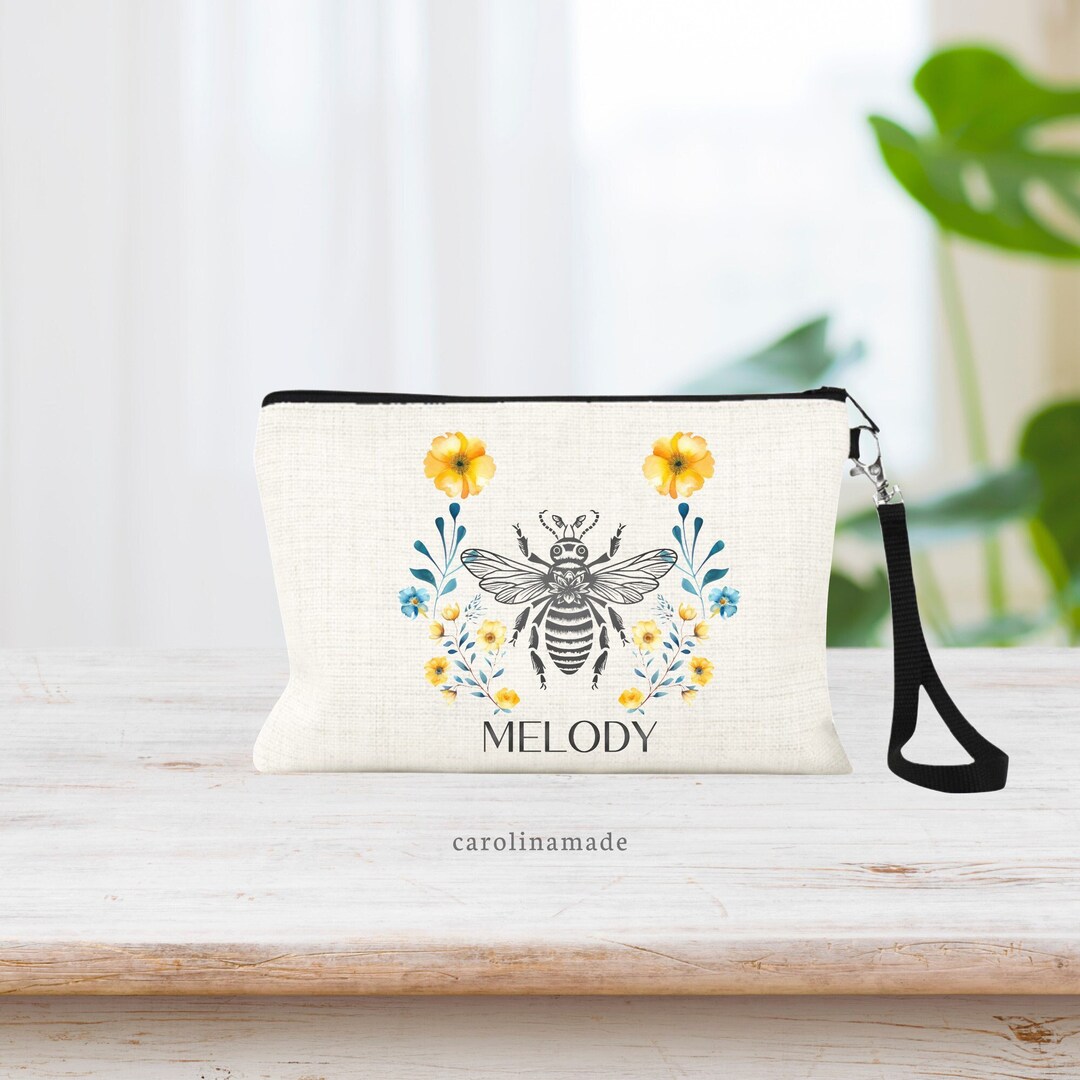 Personalized Bee Cosmetic Bag, Honey Bee Makeup Bag, Beekeeper Gift ...