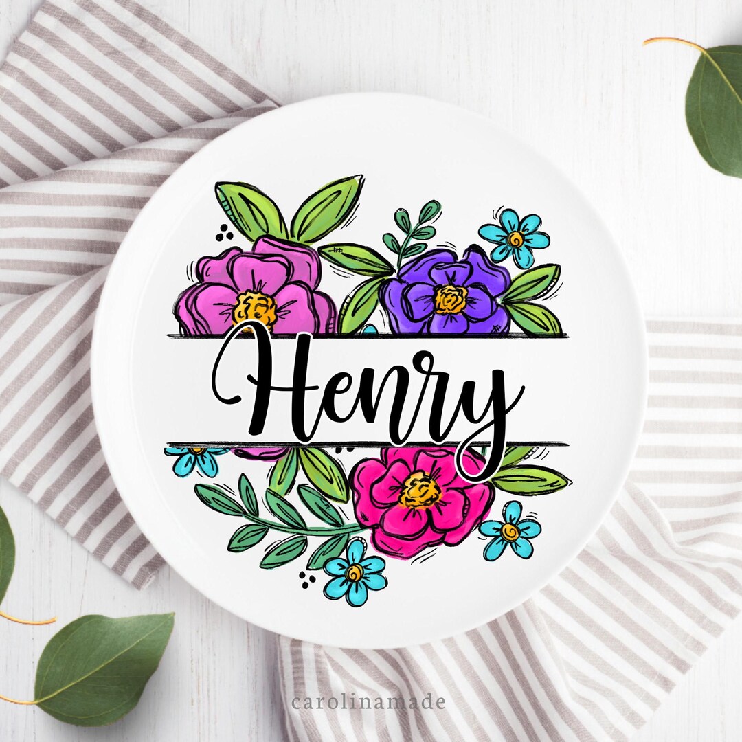 Custom Family Name Plate, Personalized Plate, Floral Housewarming Plate ...