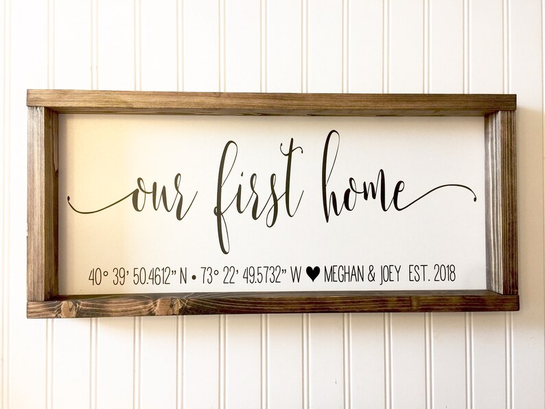 Our First Home Sign Coordinates Names & Est Date New Home | Etsy