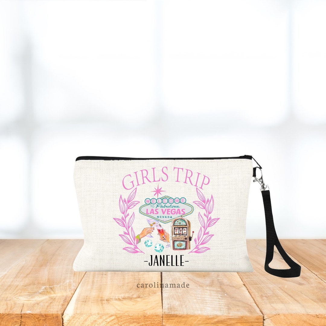 Personalized Girls Trip Vegas Makeup Bag, Vegas Trip Wristlet, Casino ...