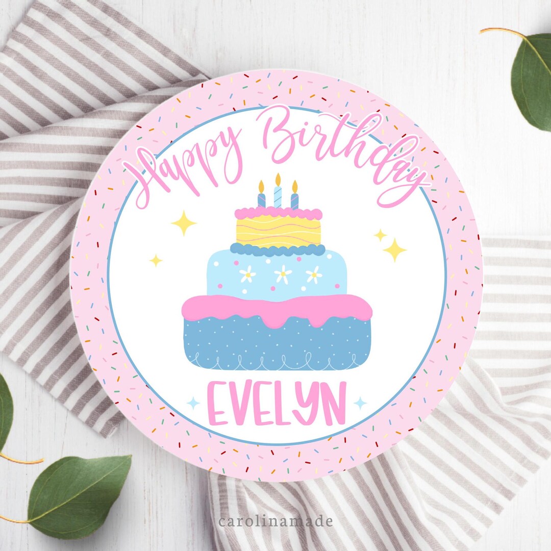 Happy Birthday Custom Name Plate for Girls, Personalized Birthday Cake ...