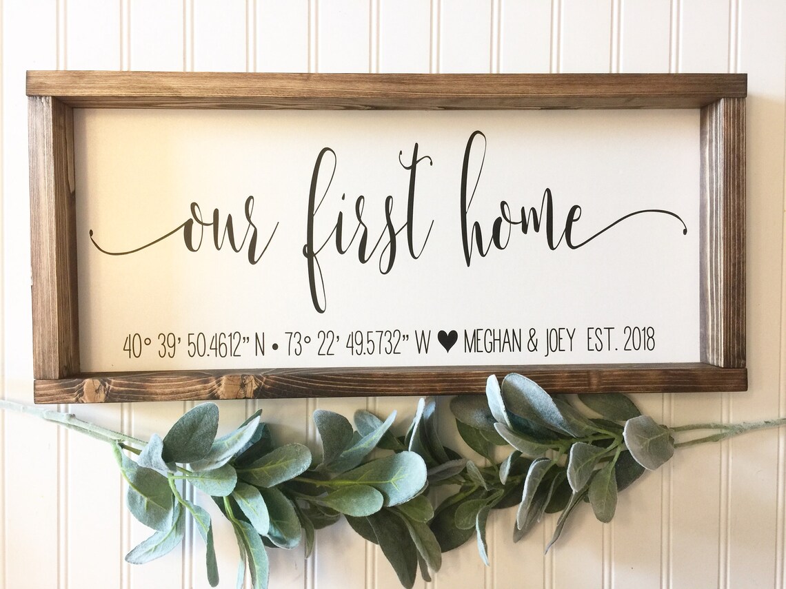Our First Home Sign Coordinates Names & Est Date New Home | Etsy