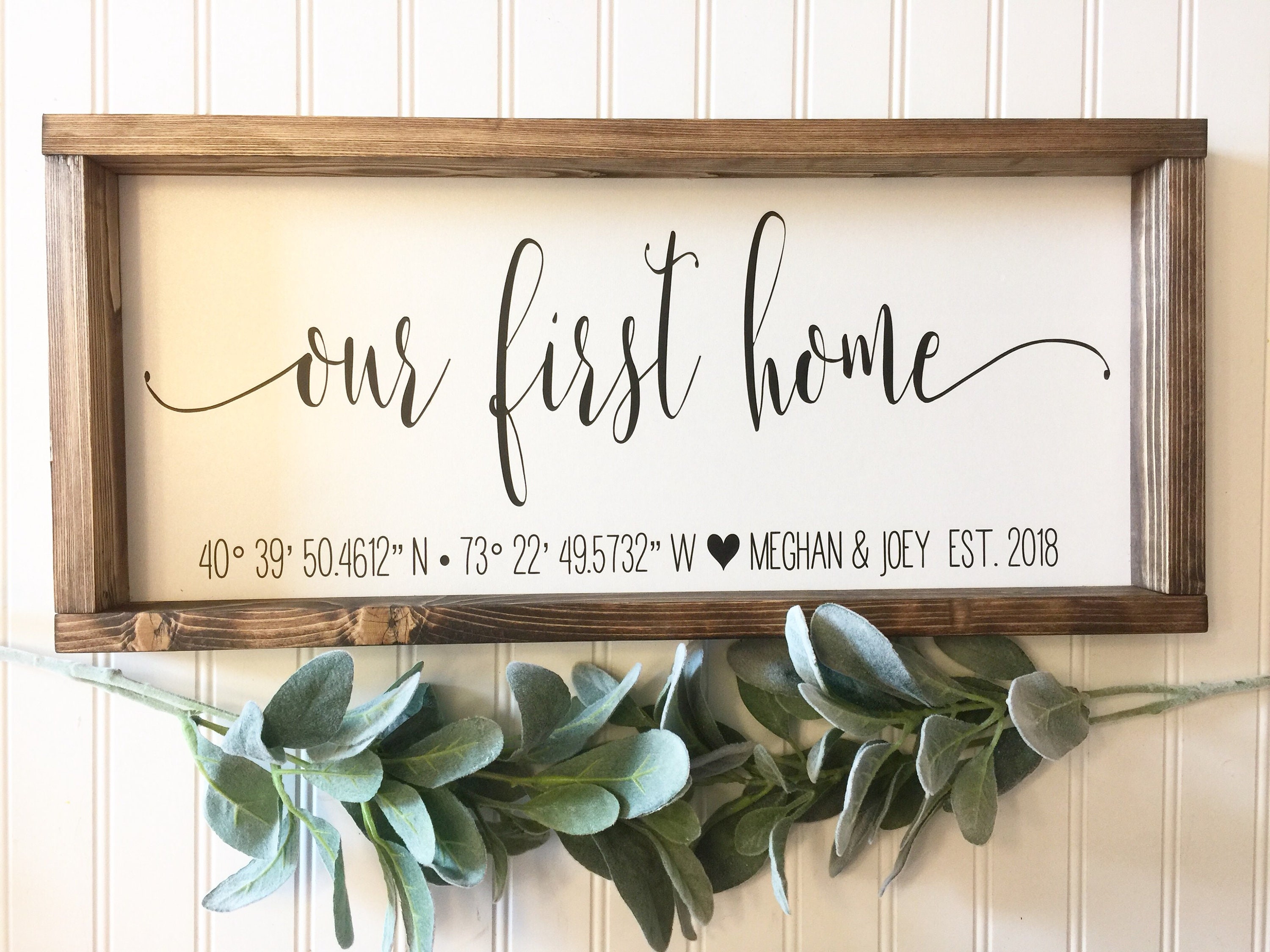 Our First Home Sign Coordinates Names & Est Date New Home | Etsy