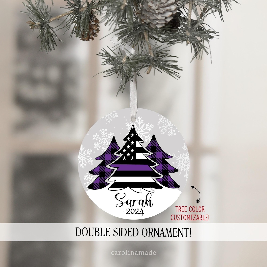 Security Guard Ornament, Thin Purple Line Christmas Tree Ornament ...