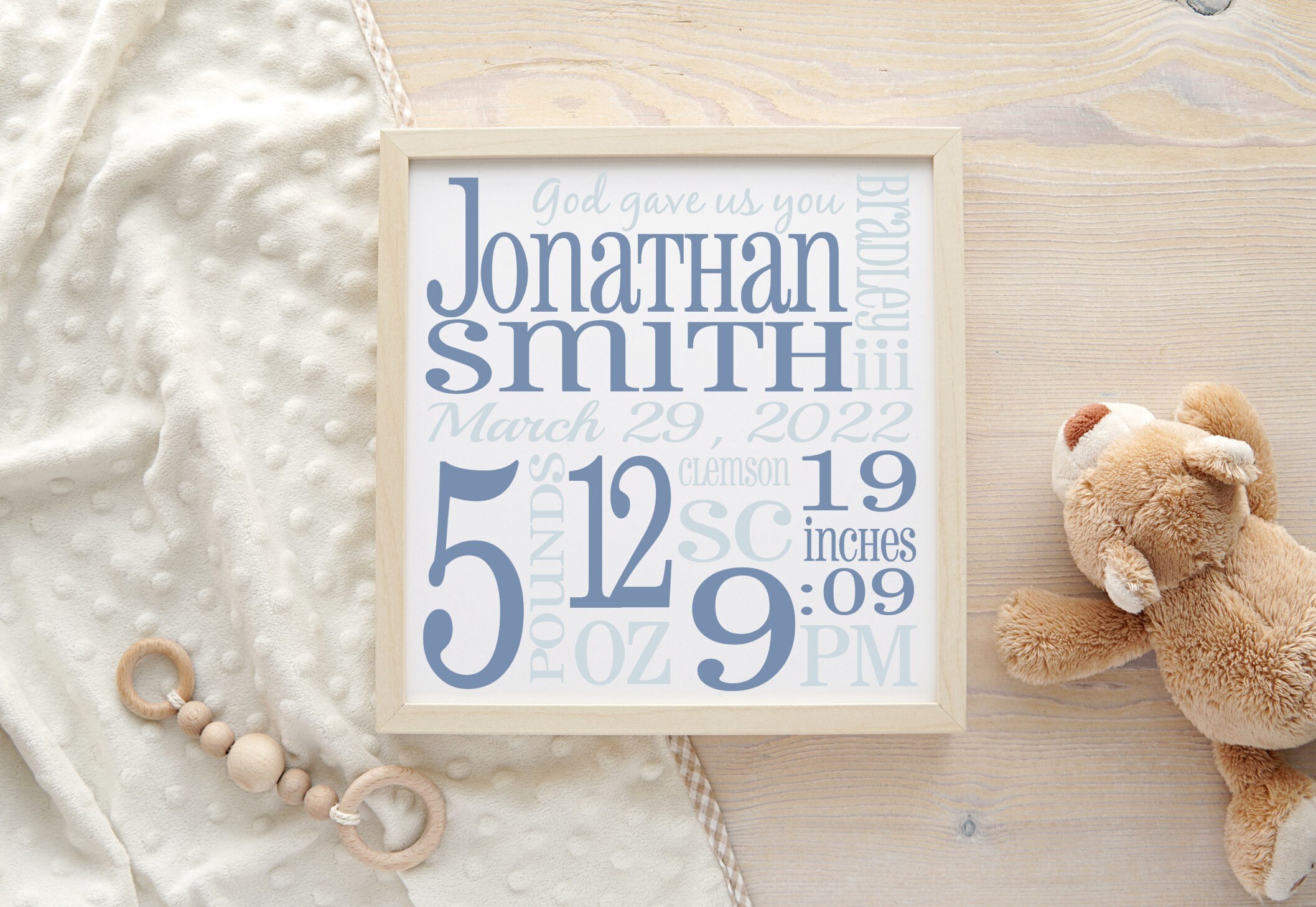Birth Announcement Sign, Personalized Birth Stats Print, Custom Newborn ...