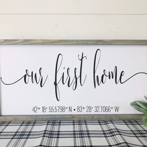 Our First Home Sign Coordinates, Names & Est Date New Home Buyer Gift ...