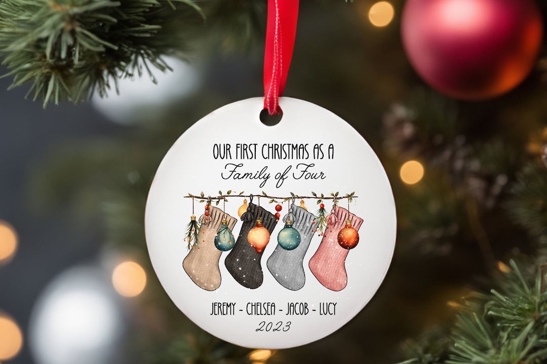 Family of Four Christmas Ornament, Family of 4, Personalized Family ...