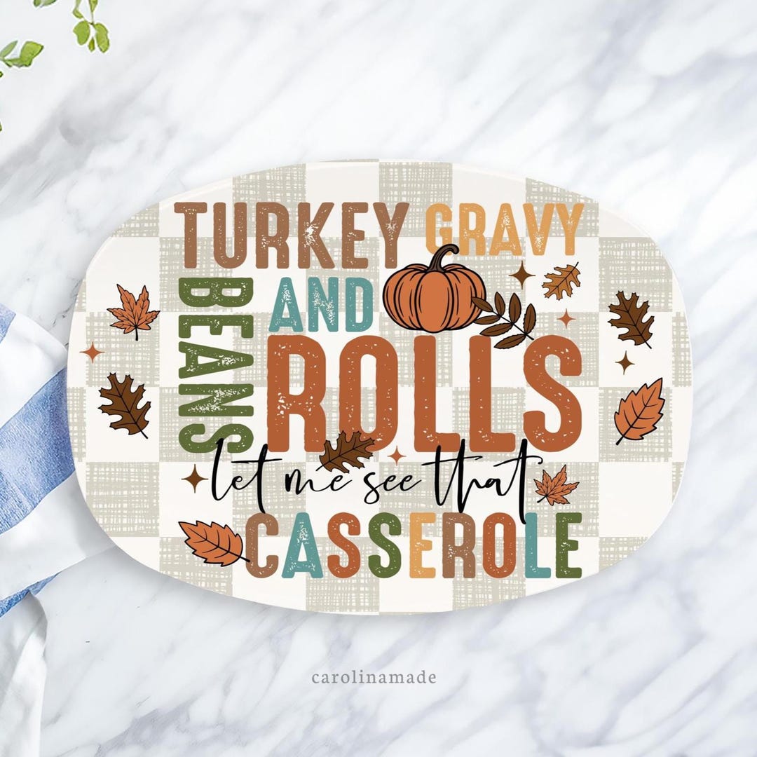 Fun Thanksgiving Platter, Friendsgiving Serving Plate, Thanksgiving ...