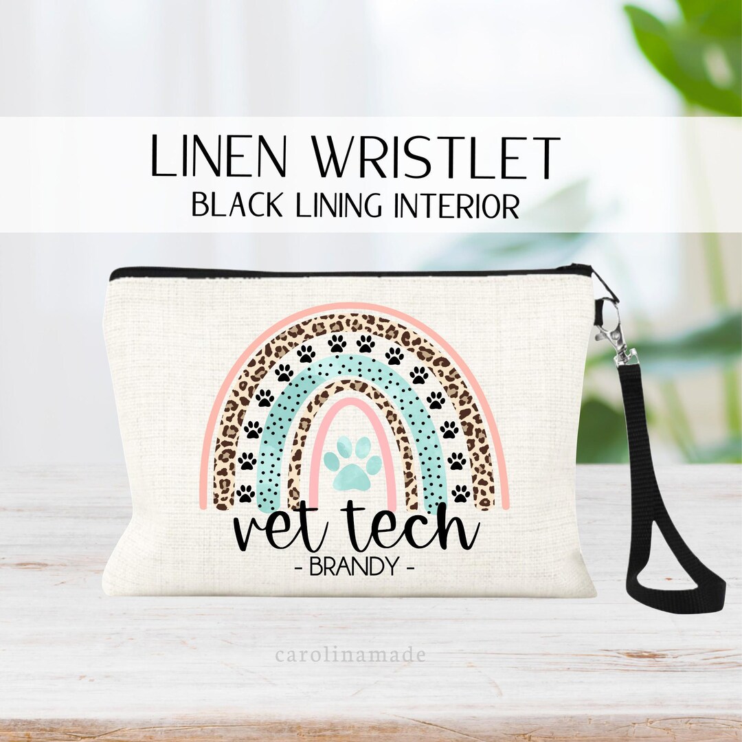 Vet Tech Rainbow Bag, Personalized Vet Tech Makeup Bag Wristlet ...