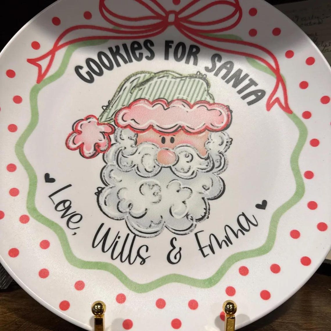 Cookies for Santa Plate, Personalized Childs Santa Cookie Plate, Custom ...