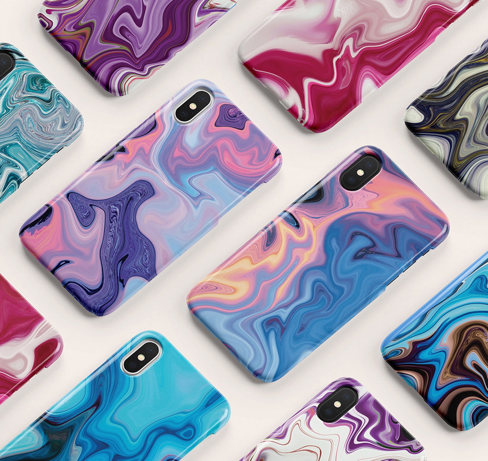 Pink Marble iPhone 8 Case Blue Chalcedony Samsung Cover | Etsy