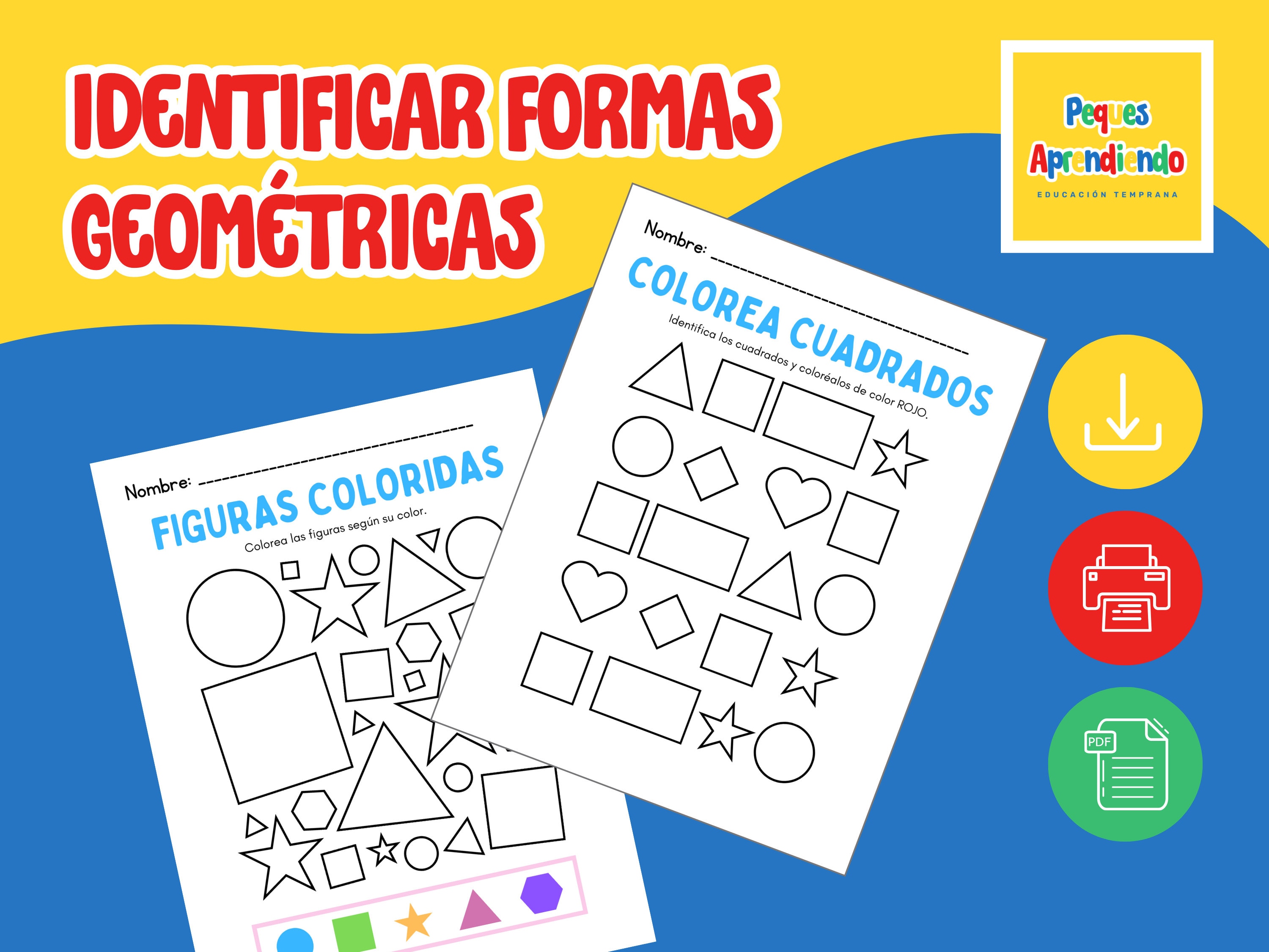 Identificar Formas Geométricas Para Niños De 3-5 Años, 12 Hojas De Trabajo En Un PDF ...